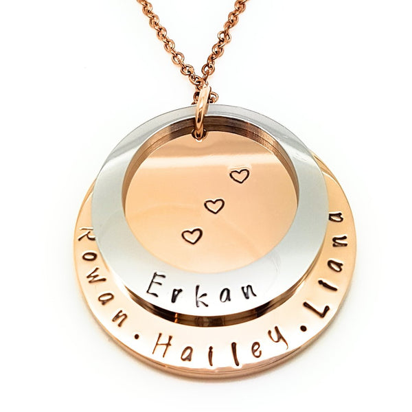 Personalised Pendant Two ring Necklace - Coorabell Crafts