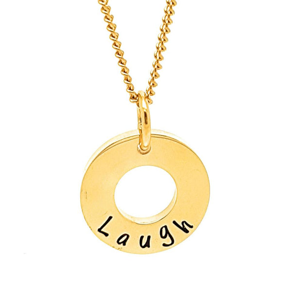 Small Gold Circle Personalised Necklace - Coorabell Crafts