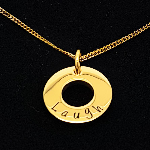 Small Gold Circle Personalised Necklace - Coorabell Crafts