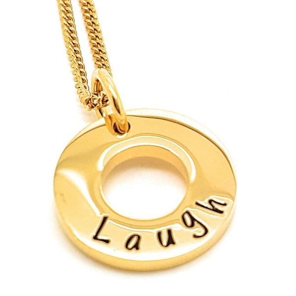 Small Gold Circle Personalised Necklace - Coorabell Crafts